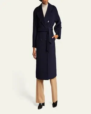 Max Mara Madame Belted Wool-cashmere Coat - Navy