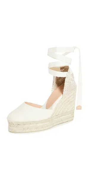 CastaÑer Carina Espadrille Platform Wedges - Ivory