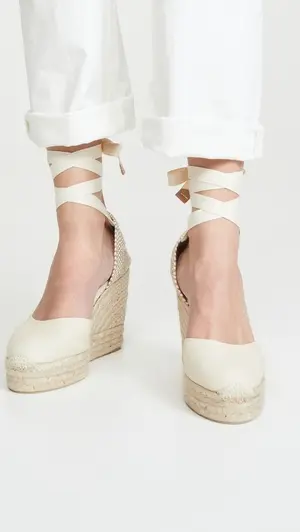 CastaÑer Carina Espadrille Platform Wedges - Ivory