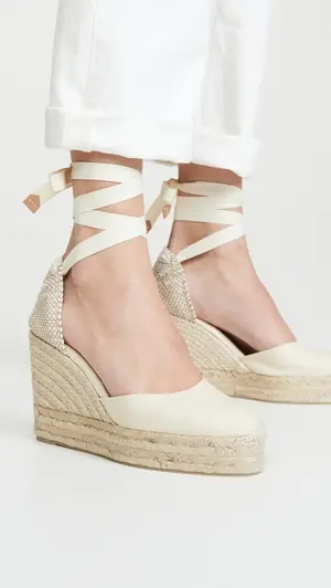 CastaÑer Carina Espadrille Platform Wedges - Ivory