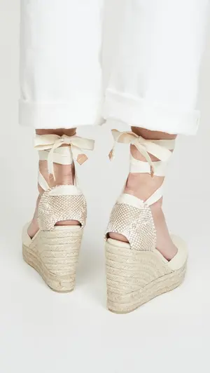 CastaÑer Carina Espadrille Platform Wedges - Ivory