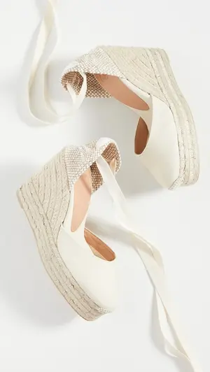 CastaÑer Carina Espadrille Platform Wedges - Ivory