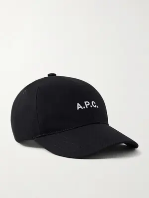 A.p.c. Logo-embroidered Cotton-blend Canvas Baseball Cap - Black