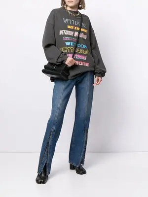 We11Done Oversized Logo Print Sweatshirt - Grey