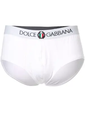 Dolce & Gabbana Elastic Waist Logo Briefs - White