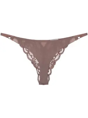 Fleur Du Mal Charlotte Lace Seamless String Cheeky - Neutrals