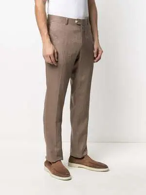 BILLIONAIRE Tailored Trousers With Crest Embroidery - Brown