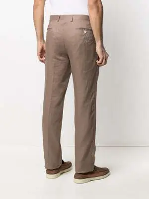 BILLIONAIRE Tailored Trousers With Crest Embroidery - Brown
