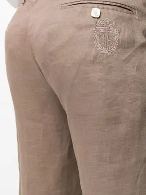 BILLIONAIRE Tailored Trousers With Crest Embroidery - Brown