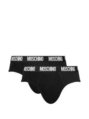 Moschino Logo-waistband Briefs - Black