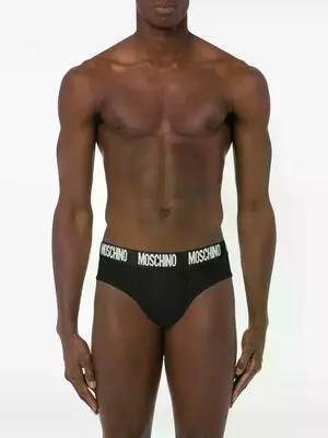 Moschino Logo-waistband Briefs - Black