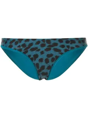 DUSKII Reversible Leopard-print Bikini Bottoms - Green
