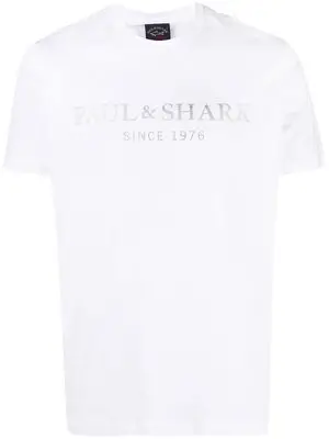 Paul & Shark Logo-print Crew-neck T-shirt White