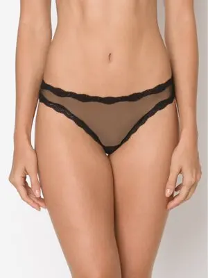 FLEUR DU MAL Sheer Tulle Thong - Black