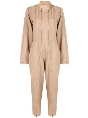 Stella McCartney Double-zip Tapered Jumpsuit - Neutrals