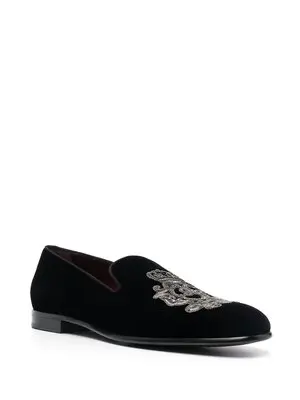 Dolce & Gabbana Leonardo Embroidered Slippers - Black