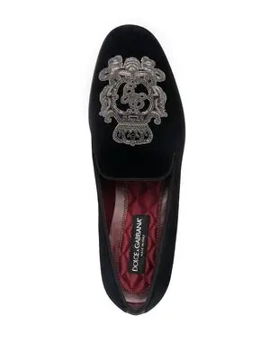 Dolce & Gabbana Leonardo Embroidered Slippers - Black