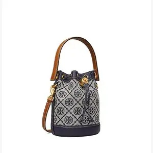 Tory Burch Tory Burch Mini T Monogram Bucket Bag Navy Blue