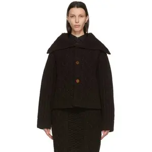 Bottega Veneta Bottega Veneta Brown Shetland Wool Patchwork Cardigan - 2188 Fondente Melang