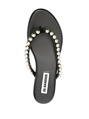 JIL SANDER Bead-embellished Flip Flops