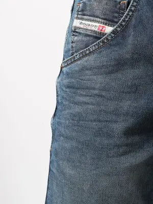 DIESEL® Faded Effect Mid-rise Straight Leg Jeans