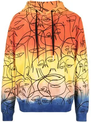 HACULLA. Graphic Print Ombre Hoodie - Yellow