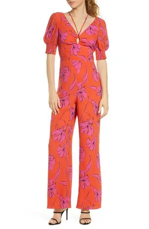 HARLYN Floral Puff Sleeve Jumpsuit