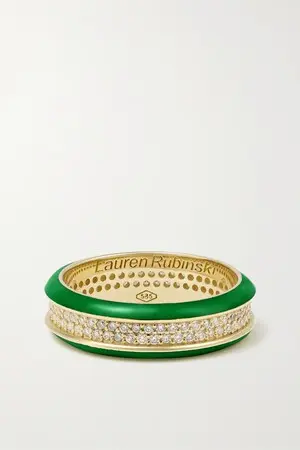 Lauren Rubinski 14-karat Enamel And Diamond Ring - Green