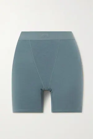 SKIMS Boyfriend Stretch-Modal And Cotton-Blend Jersey Boxer Shorts Blue