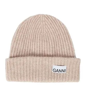 GANNI Wool-blend Beanie - Beige