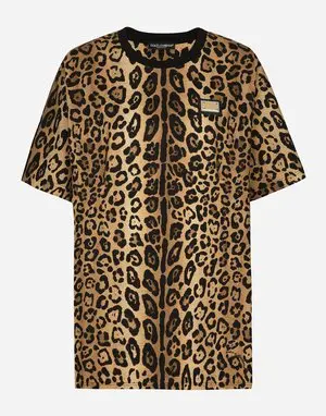 Dolce & Gabbana Leopard-print Jersey T-shirt - Multicolor