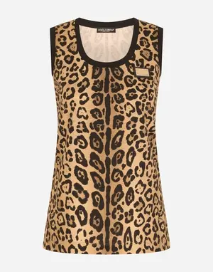 Dolce & Gabbana Leopard-print Jersey Tank Top - Multicolor