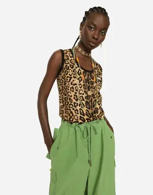 Dolce & Gabbana Leopard-print Jersey Tank Top - Multicolor