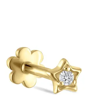 MARIA TASH Diamond Star Threaded Stud Earring - Gold