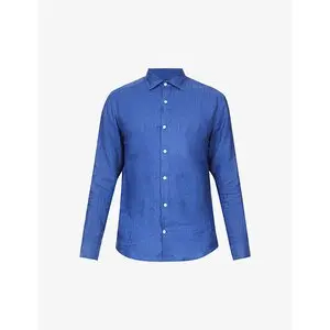 Frescobol Carioca Antonio Regular-fit Cutaway-collar Linen Shirt - Navy