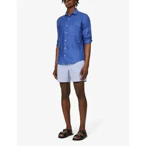 Frescobol Carioca Antonio Regular-fit Cutaway-collar Linen Shirt - Navy