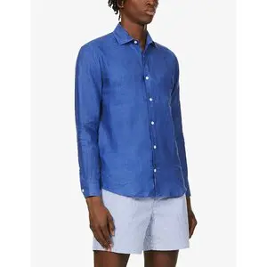 Frescobol Carioca Antonio Regular-fit Cutaway-collar Linen Shirt - Navy