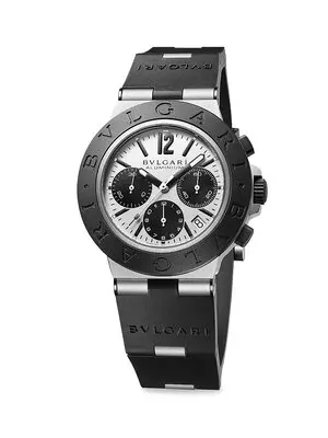 BVLGARI BVLGARI Aluminum, Titanium & Rubber Strap Chronograph Watch - Black