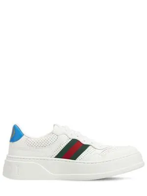 Gucci 50mm Chunky B Leather Sneakers - White
