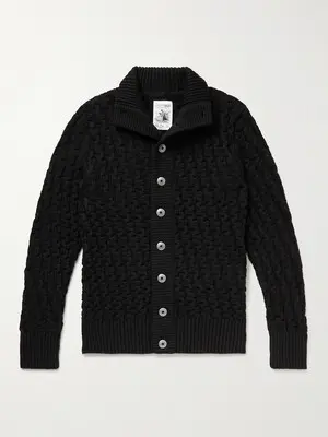 S.N.S. HERNING Stark Textured Virgin Wool Cardigan - Black