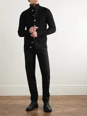 S.N.S. HERNING Stark Textured Virgin Wool Cardigan - Black