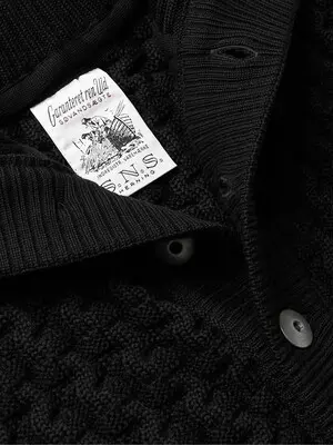 S.N.S. HERNING Stark Textured Virgin Wool Cardigan - Black