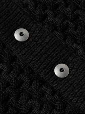 S.N.S. HERNING Stark Textured Virgin Wool Cardigan - Black