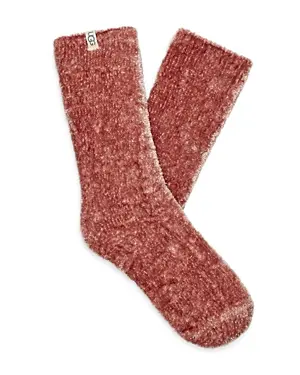 UGG Leda Cozy Crew Socks Desert Coral
