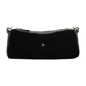 Manu Atelier Cylinder Shearling Bag - Black