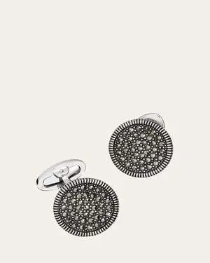 JAN LESLIE Round Marcasite Cuff Links, Gray - Grey