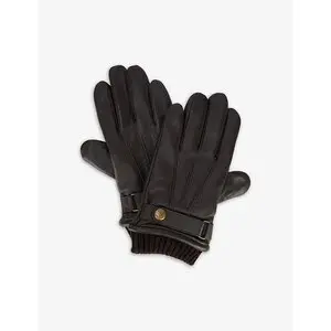 DENTS Touchscreen Leather And Wool-blend Gloves - Brown