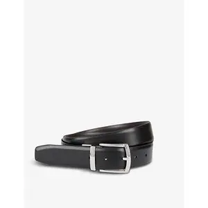 DENTS Logo-engraved Reversible Leather Belt - Brown/black