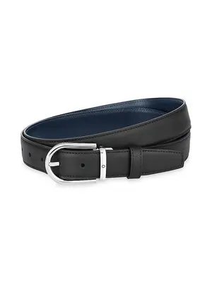 Montblanc Montblanc Horseshoe Buckle Reversible Leather Belt - Black