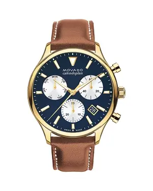 Movado Calendoplan Chronograph 43mm - Blue/brown